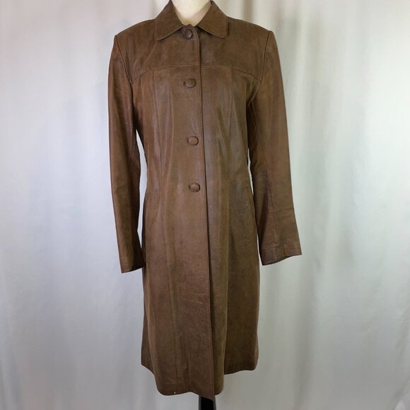 Jackets & Coats | Argentine Leather Coat Size 12 L Knee Length Light ...